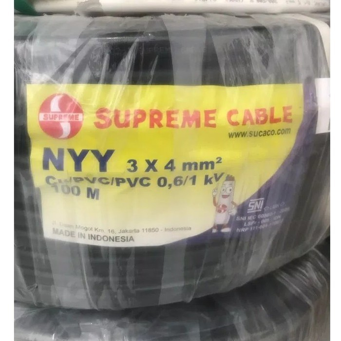Jual Kabel NYY 3x4 Supreme Hitam Engkel / Kabel Tufur 3x4 mm Per Roll 100M | Shopee Indonesia