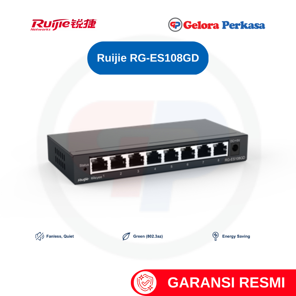 Jual Ruijie RG-ES108GD , 8 Port Gigabit Metal Case unmanaged Switch ...