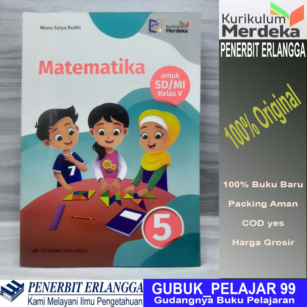 Jual MATEMATIKA Untuk Kelas 5 SD/MI Kurikulum Merdeka Erlangga Penulis: Wono Setya Budhi ...