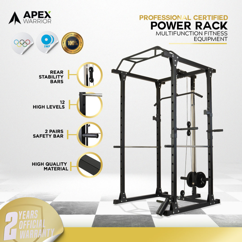 Jual Apex Warrior Power Rack Bundle Cage Barbell Plat Beban Home Gym ...