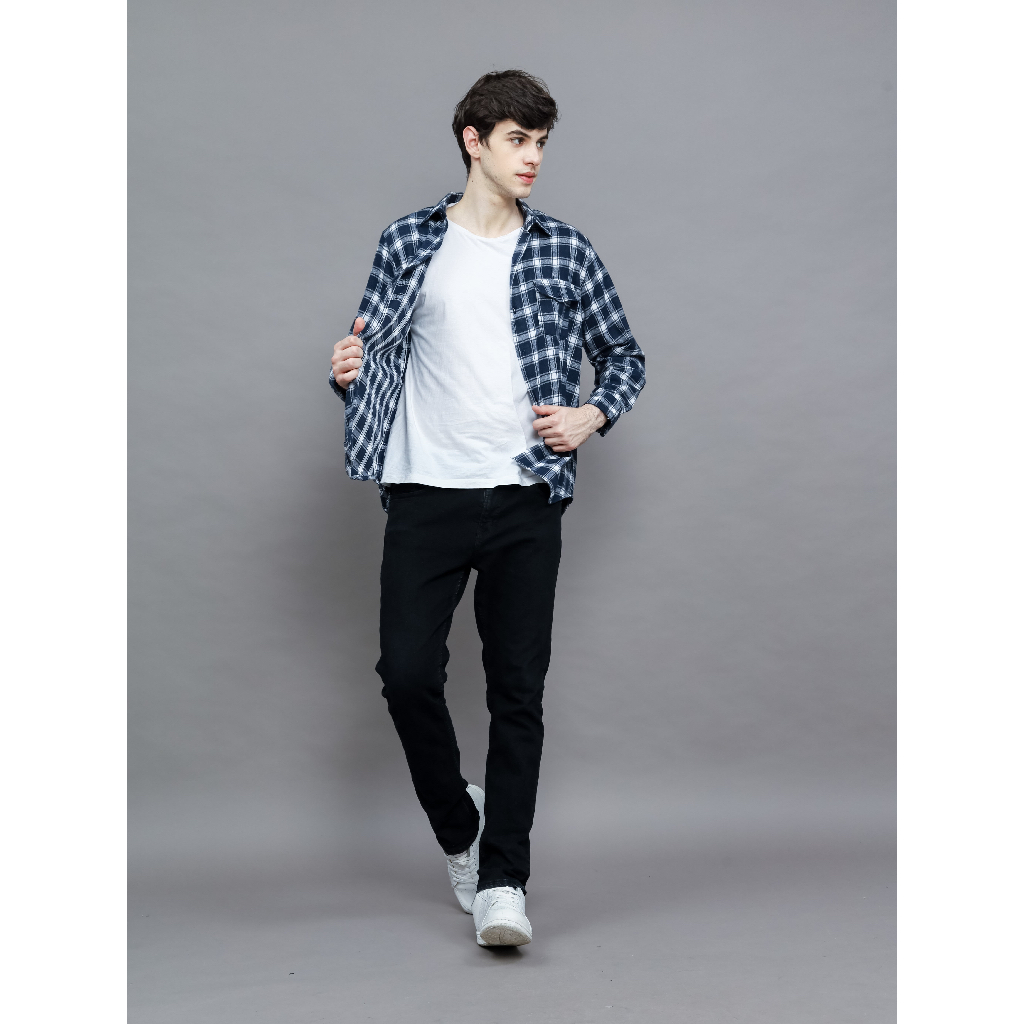 Jual LOA STUDIOS Flannel Shirt Kemeja Flanel Navy Biru by Loa Studios ...