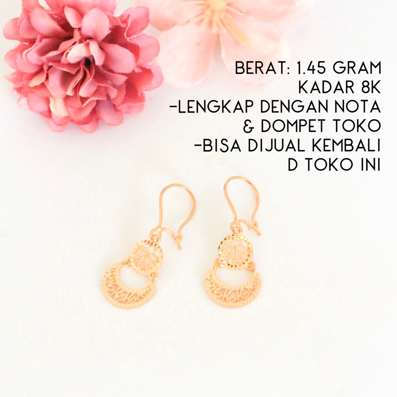 Jual anting emas model wayang bulat 1.45 gr kadar 8k | Shopee Indonesia