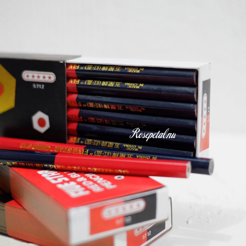 Jual 1 BOX isi 12 pensil pola kain/ Five Star Red and Blue Pencil ...