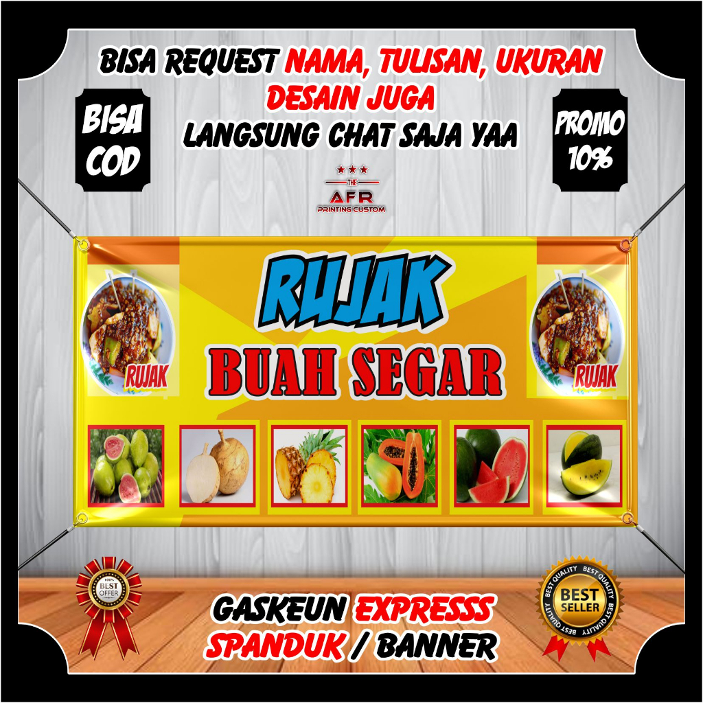 Jual Bisa Cod Spanduk Banner Backdrop Jualan Rujak Viral Kekinian ...