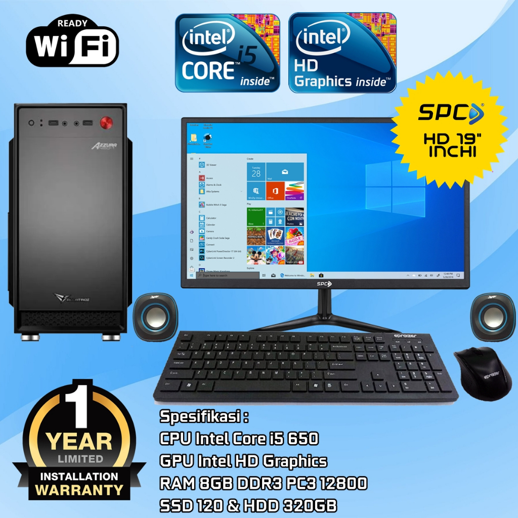 Jual PC RAKITAN FULL SET | Intel Core i5 650 | RAM 8GB | Monitor 19 Inch | Shopee Indonesia