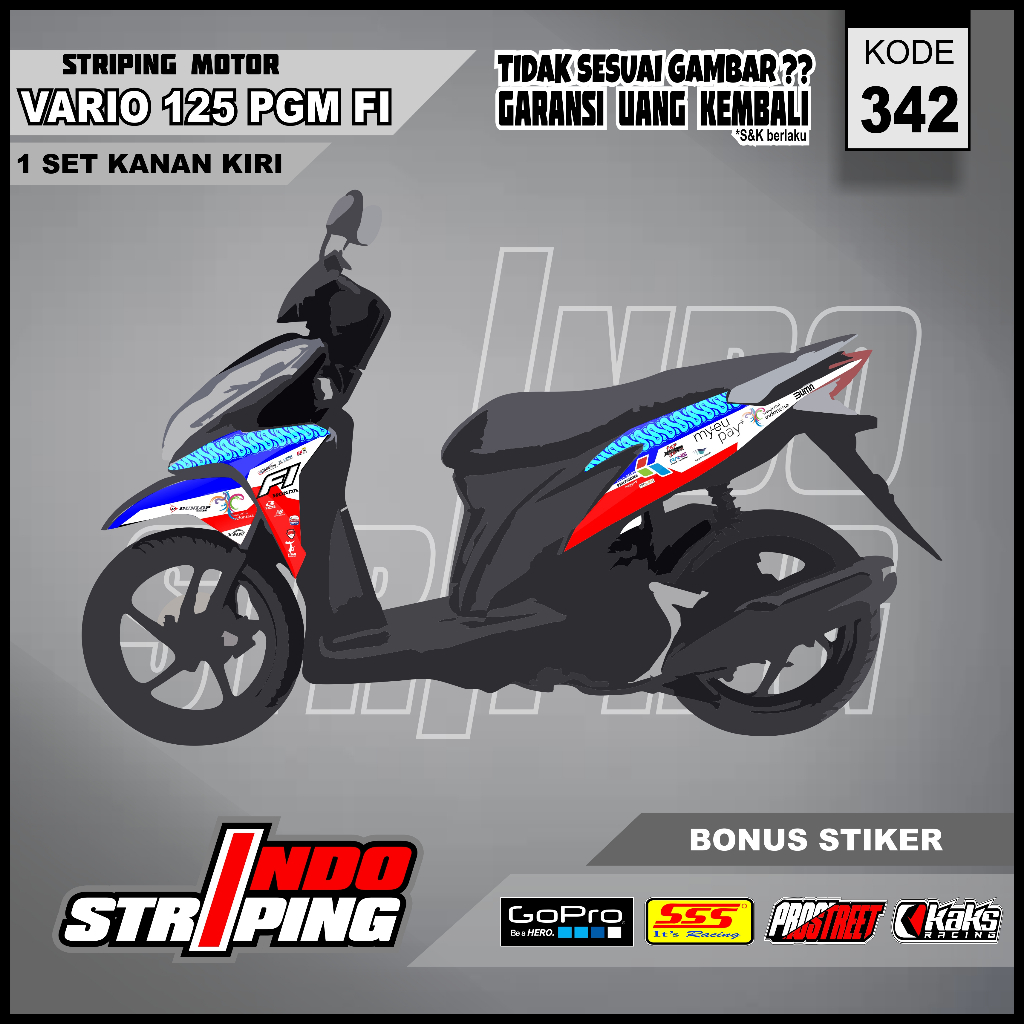 Jual Stiker Motor Vario Techno 125 PGM-FI Striping Sticker Variasi ...