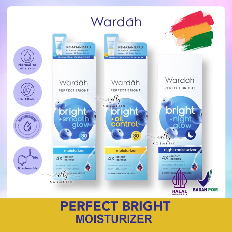Jual WARDAH PERFECT BRIGHT MOISTURIZER BRIGHT (OIL CONTROL & SMOOTH GLOW & NIGHT MOISTURIZER ...