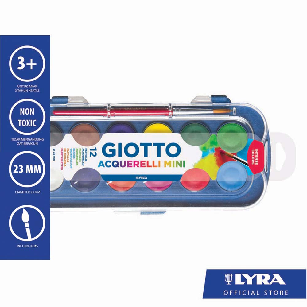 Jual Giotto Cat Air / Mini Watercolor Blocks 23mm 12 Warna Bonus Kuas - Cerah, Mudah Dibawa ...