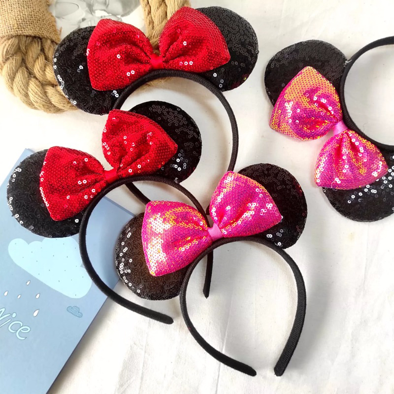 Jual Hellownara | Bando Mickey Mouse Minnie Mouse Pita Sequin Anak ...