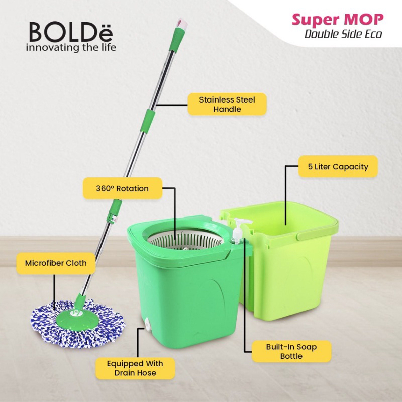 Jual BOLDe Super Mop Double Side Eco (Alat Pel Otomatis) | Shopee Indonesia