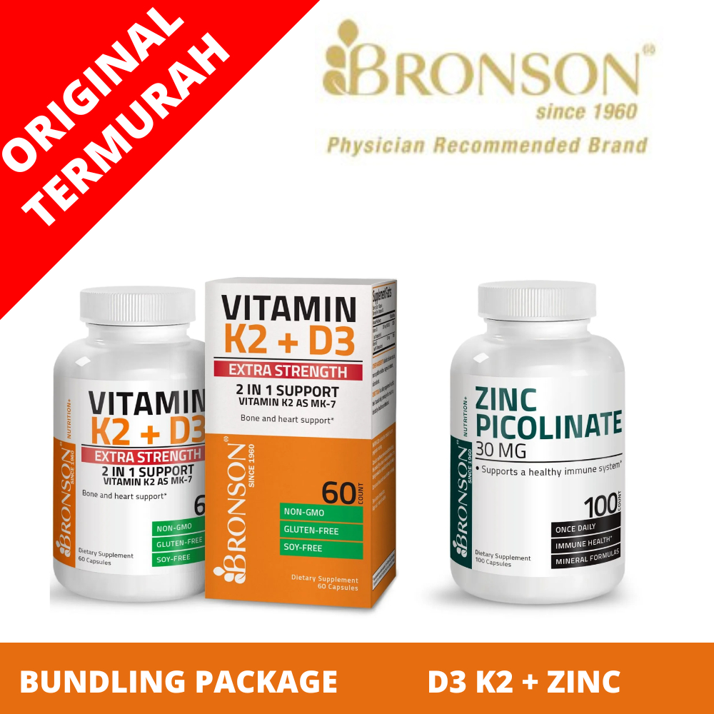Jual #2 Paket Bundling Bronson D3 10.000IU+K2 120mcg & Zinc Picolinate ...