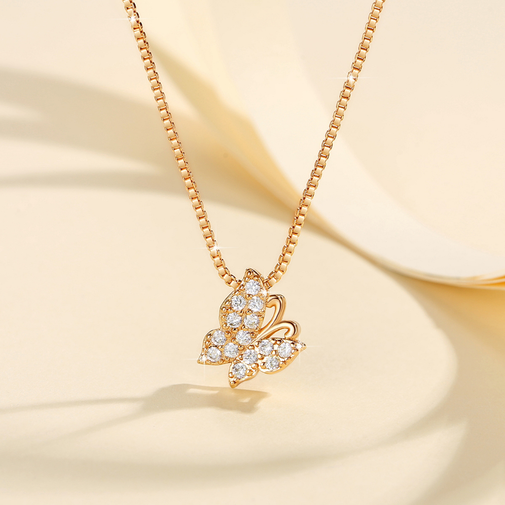 Jual Lanmi Jewelry Kalung Wanita Titanium Elegan Kupu Kristal Berlapis ...