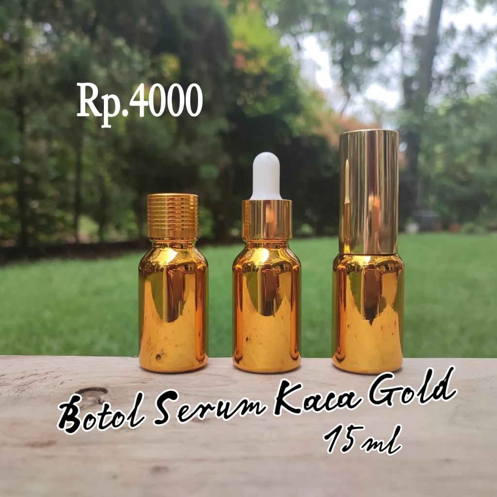 Jual Botol Serum Botol Kaca Gold 15ML Botol Skincare Botol Pump Mist ...