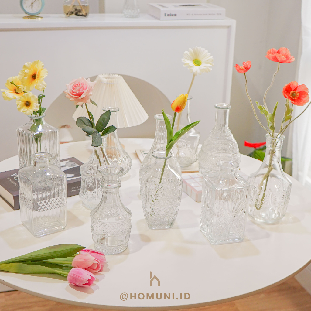 Jual Vas Bunga Botol Kaca Bening Transparan Import/Glass Bottle Vase ...