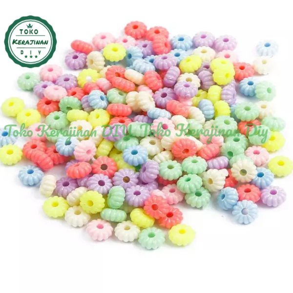 Jual ( 60 Pcs ) Manik Manik Mote Pastel Love Bunga Warna Pastel Mute ...