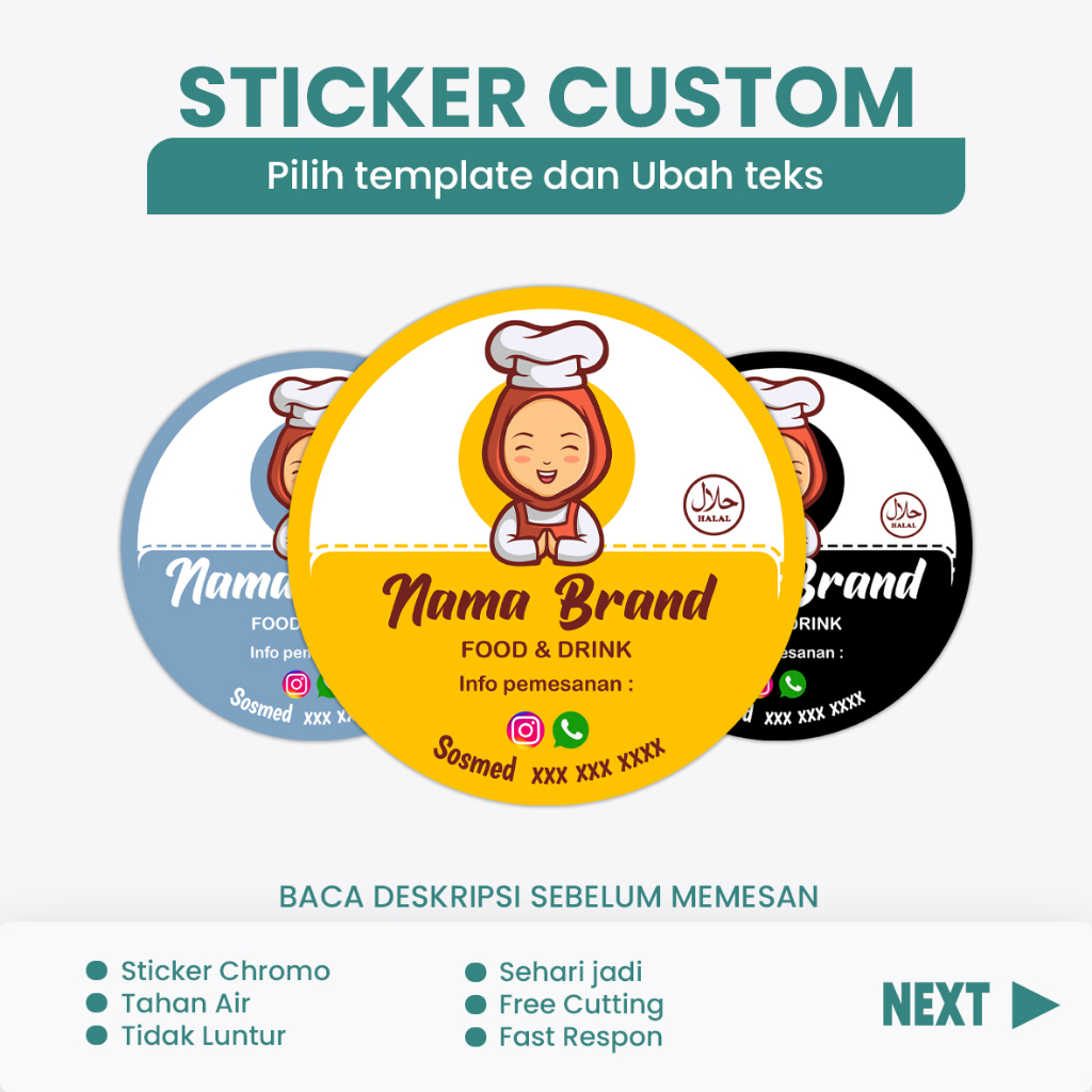 Jual Cetak Sticker Custom - Stiker Chromo lebel Produk Makanan ...