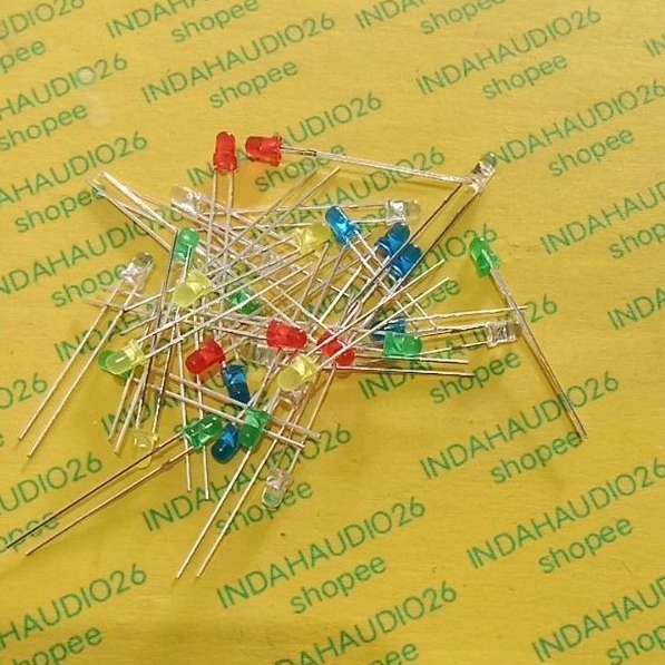Jual led 3mm lampu led 3 mm nyala merah hijau kuning biru putih orange ...