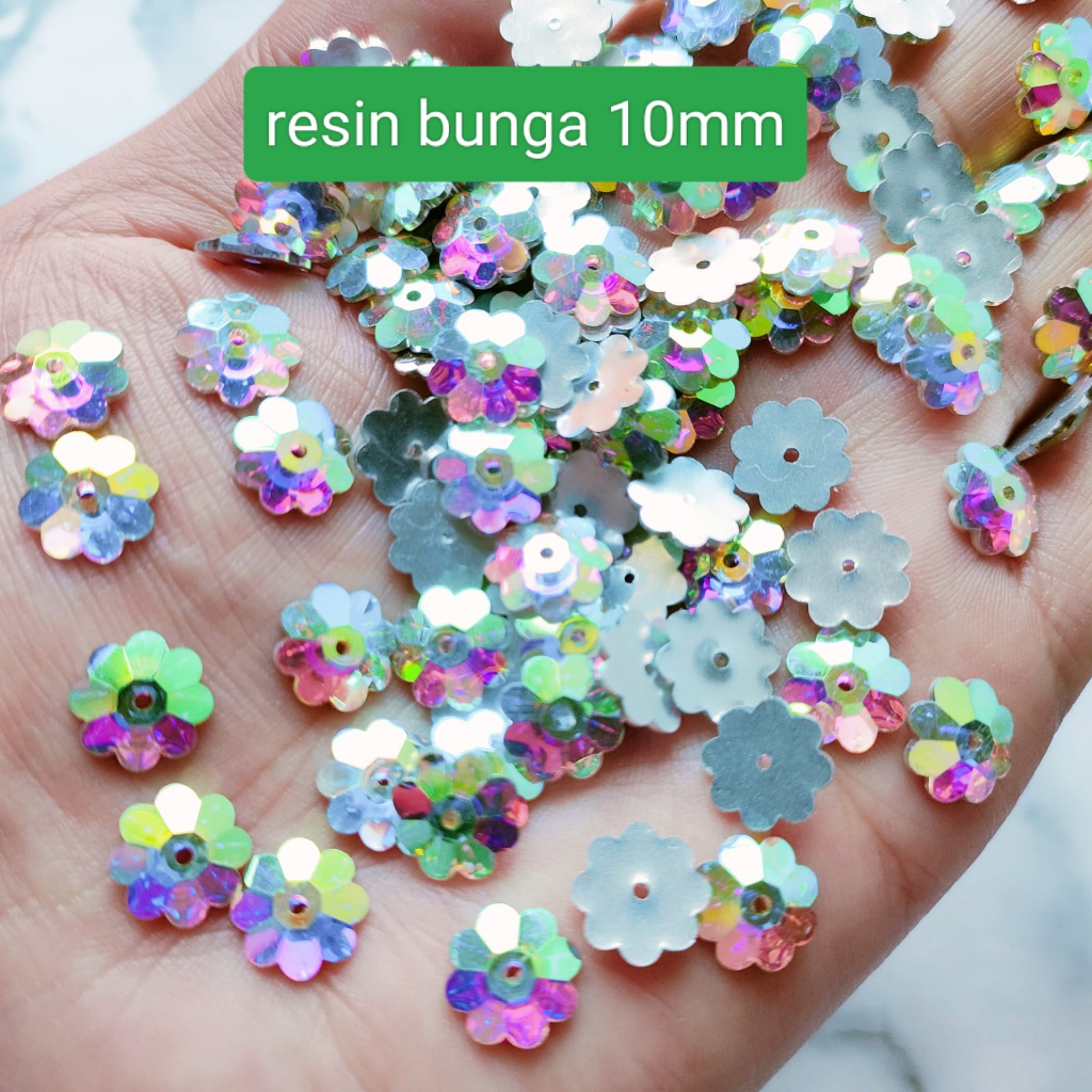 Jual Payet diamond jahit kristal resin bunga ukuran 10mm per lusin ...
