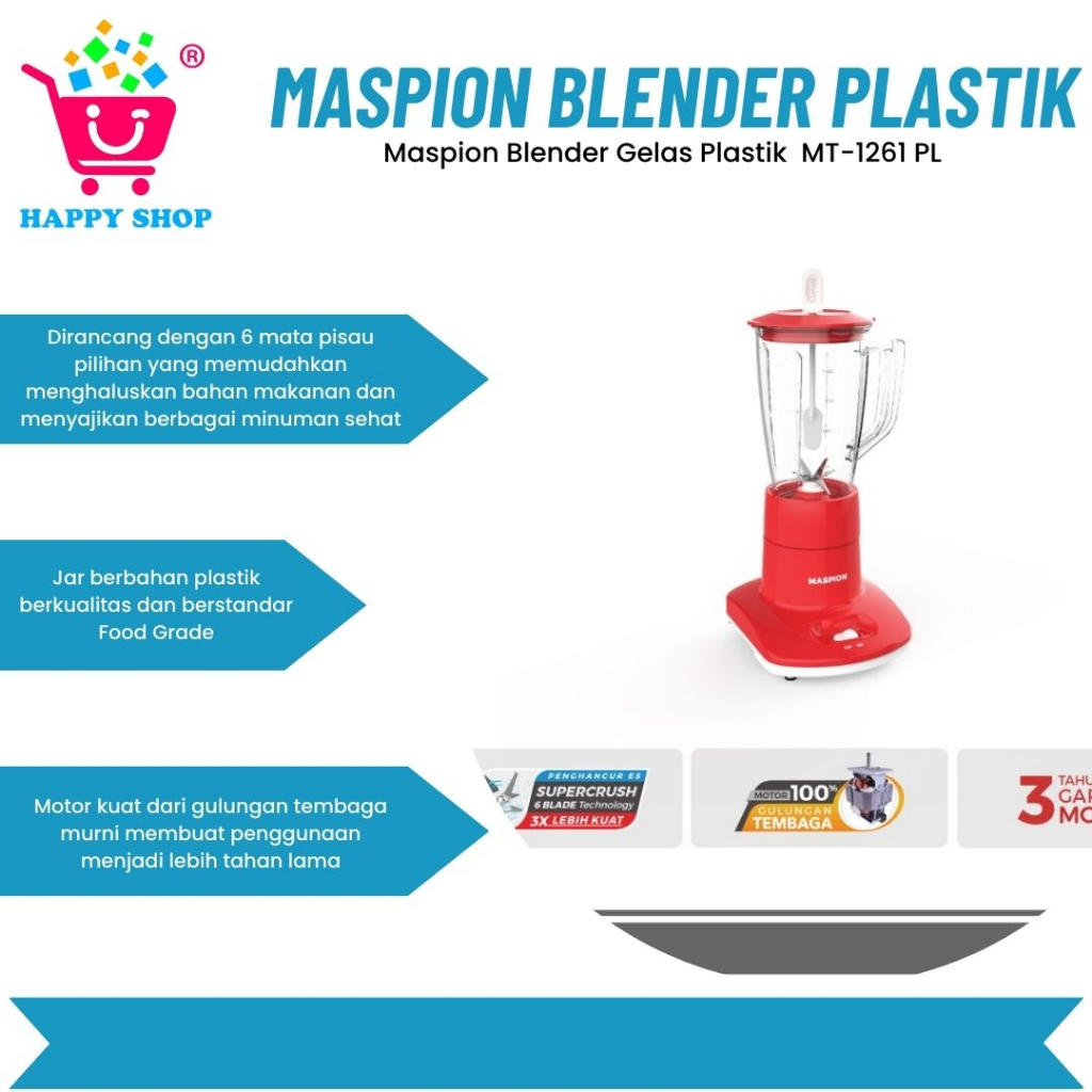 Jual Maspion Blender Gelas Plastik MT-1261 PL | Shopee Indonesia