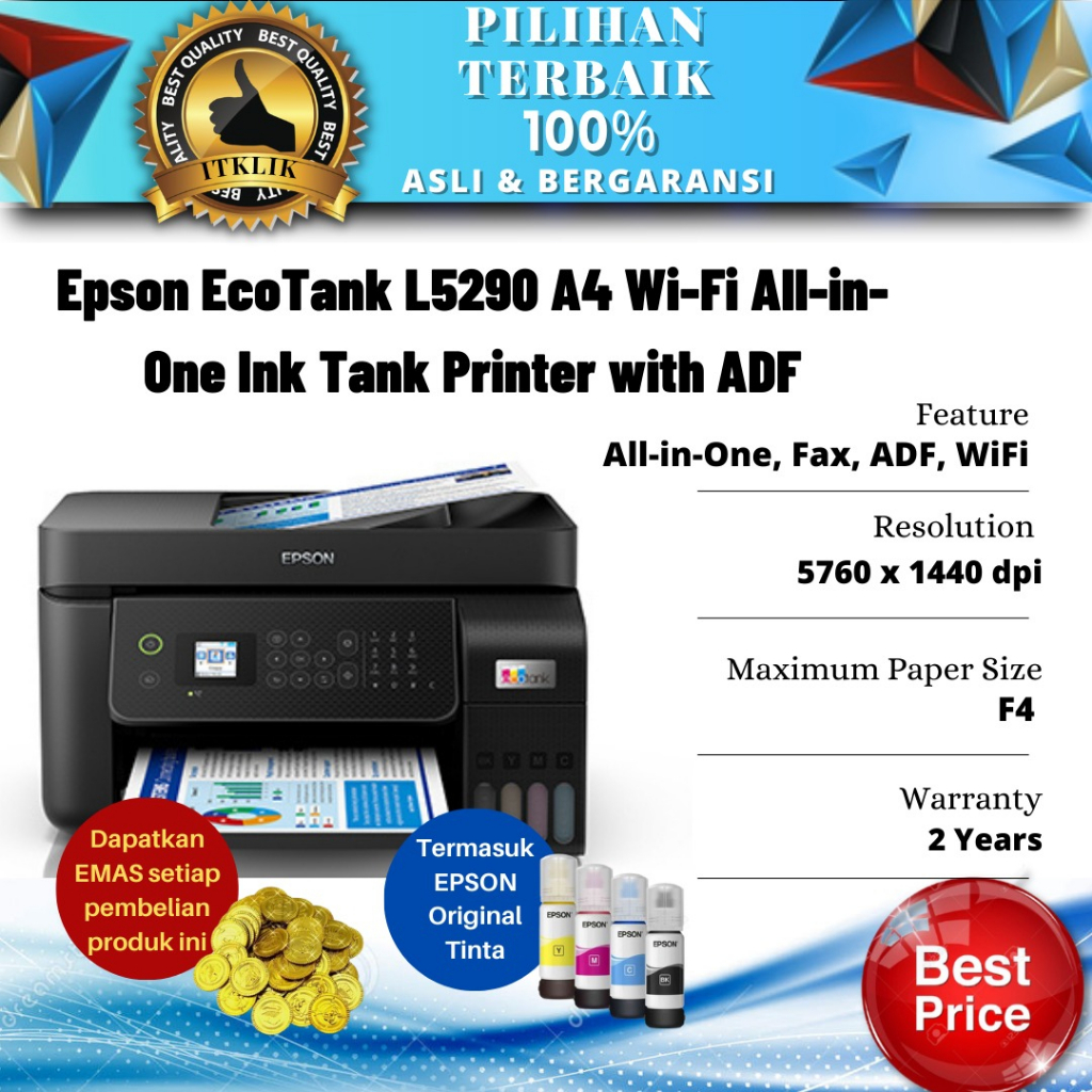 Jual Epson Printer L5290 (Print Scan Copy Fax WiFi) Pengganti L5190 ...