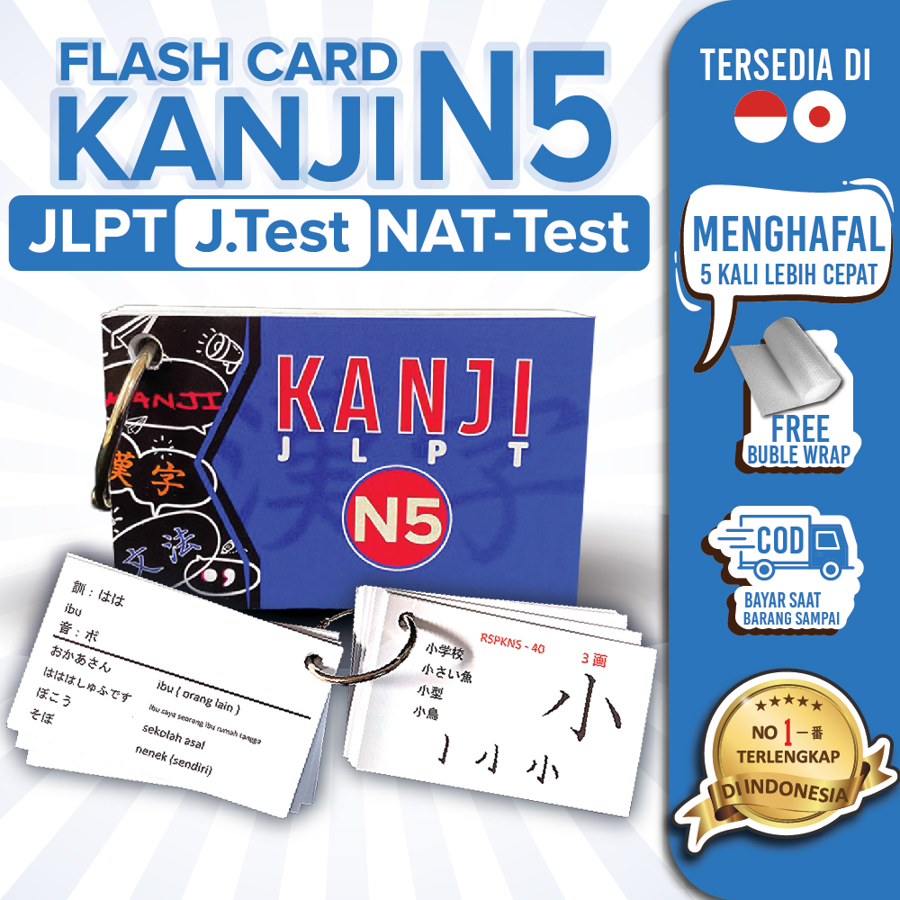 Jual Flashcard KANJI JLPT level N5 Kartu Edukasi Menghafal Bahasa ...