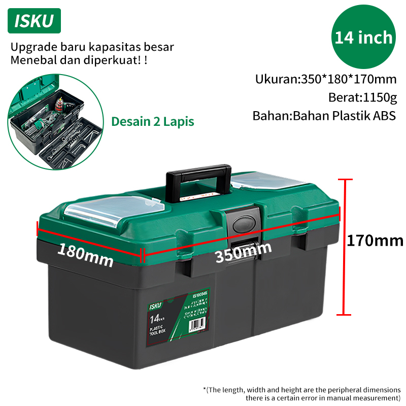 Jual ISKU Tool box besar plastik 14 15 17 18 19 20 inch toolbox kotak ...