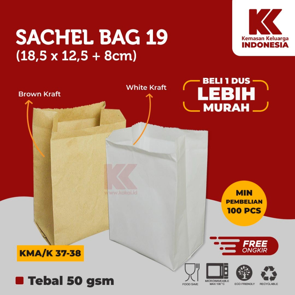 Jual SACHEL BAG 19 (18,5x12,5+8cm) / KANTONG ROTI / PAPER BAG KENTANG ...
