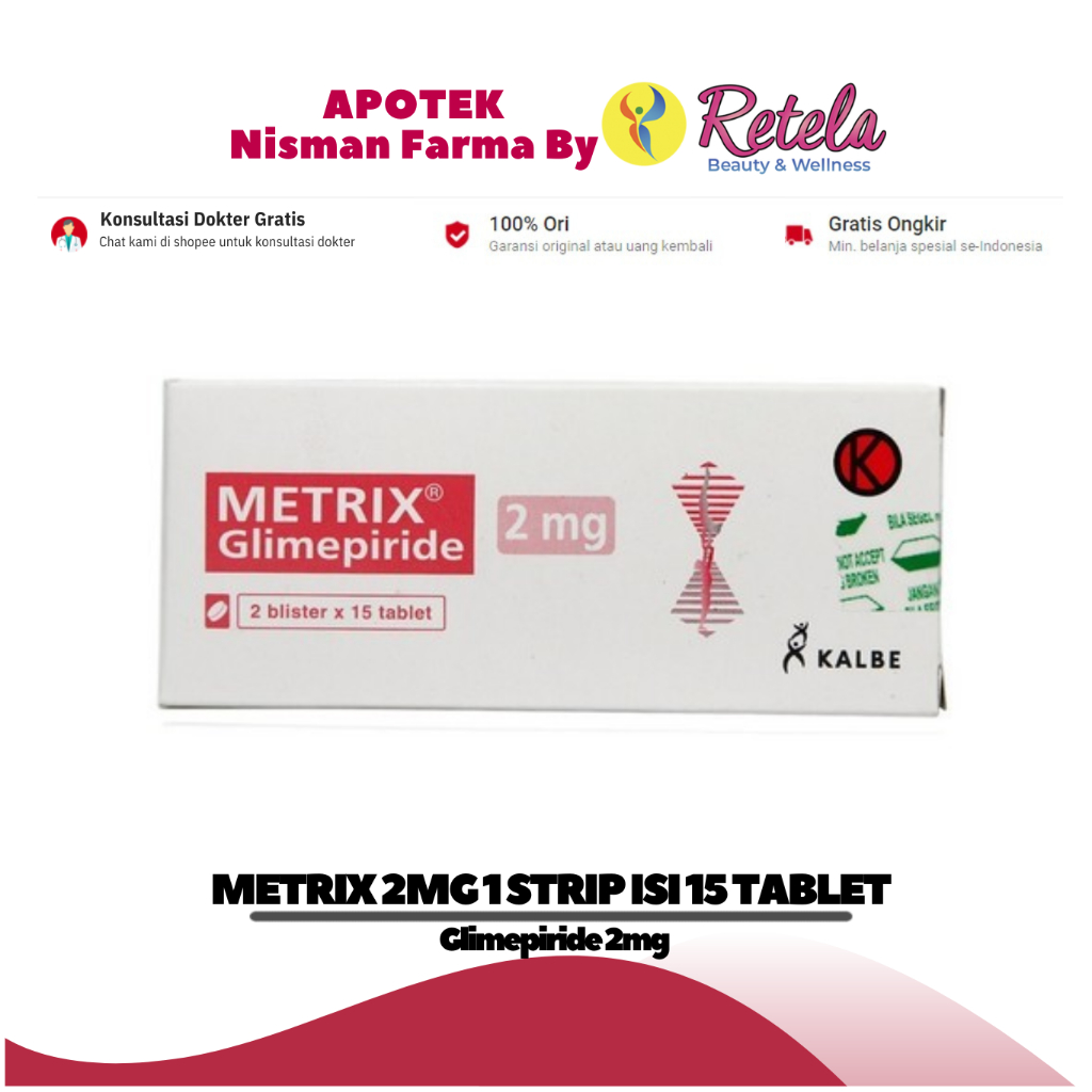 Jual METRIX 2MG 1 STRIP ISI 15 TABLET ( Glimepiride 2mg ) | Shopee ...