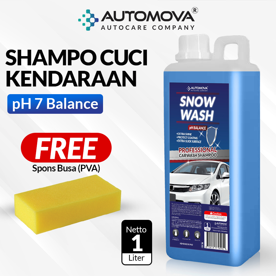 Jual AUTOMOVA - Shampoo Snow Wash (1 Liter) PH Balanced Shampo Mobil ...