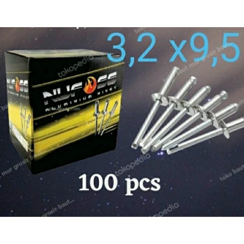 Jual Paku rivet 3,2×9,5 mm (100 pcs) Blind rivets | Shopee Indonesia