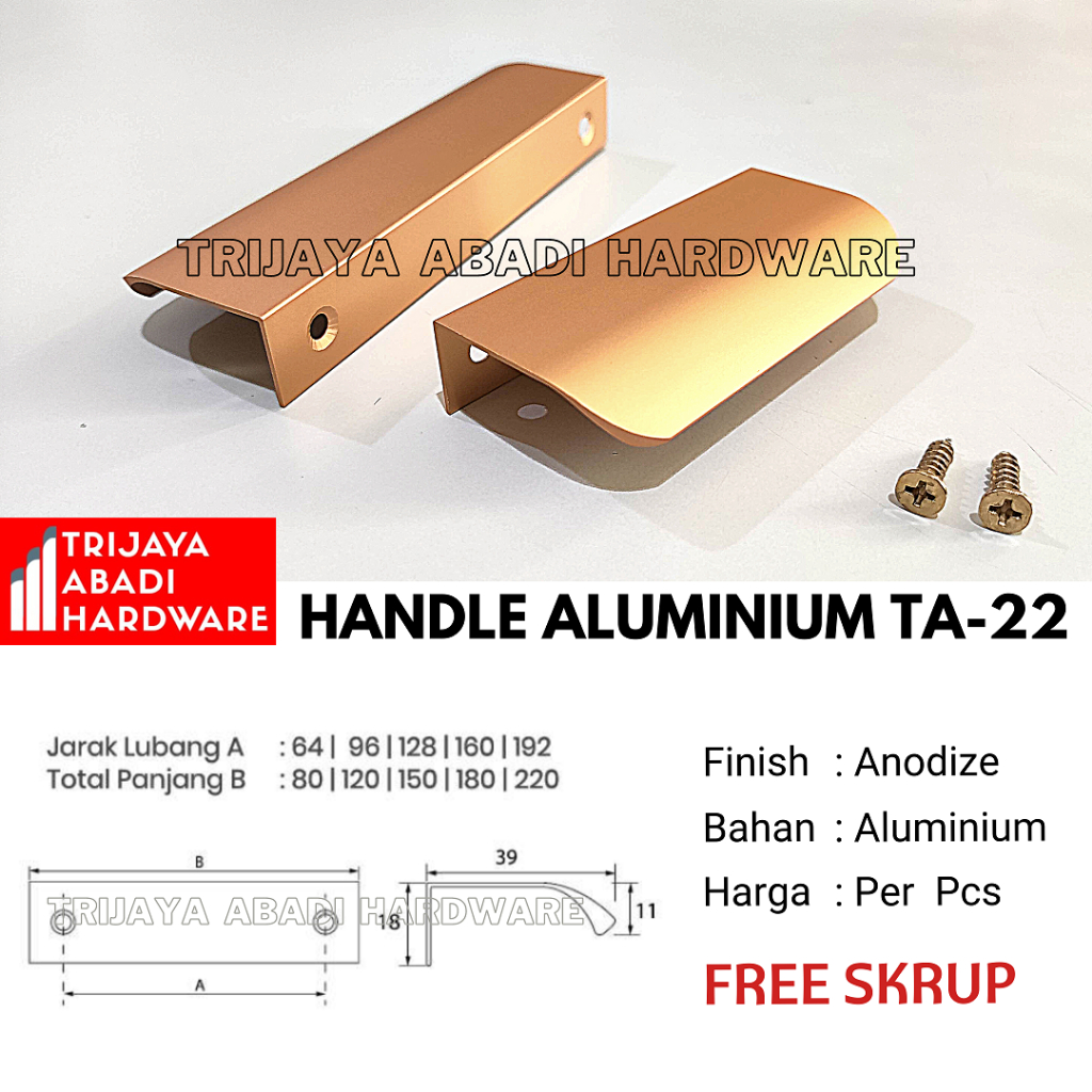 Jual Handle Huben TA 22 - 160mm - Tarikan Pintu Kabinet Alumunium ...