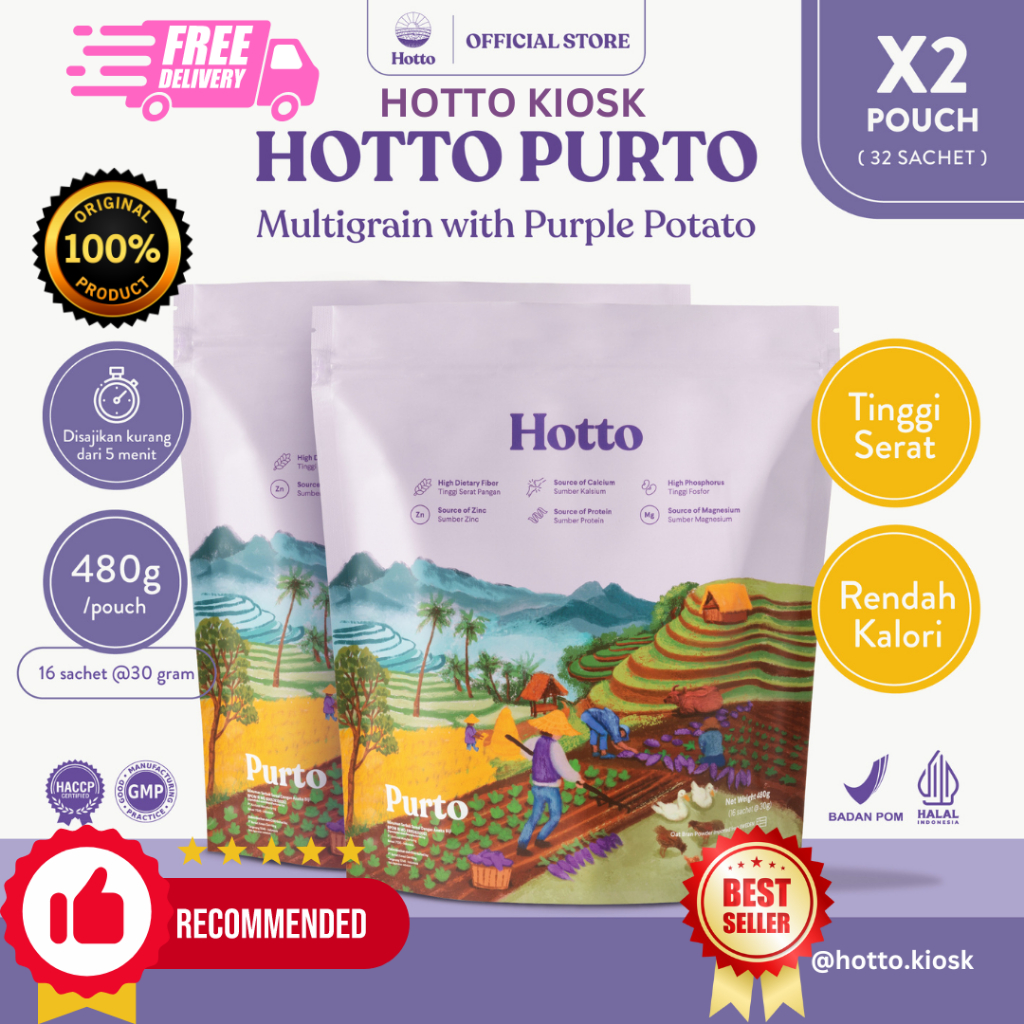 Jual Hotto Purto Multigrain Minuman Superfood 2 Pouch Official with ...