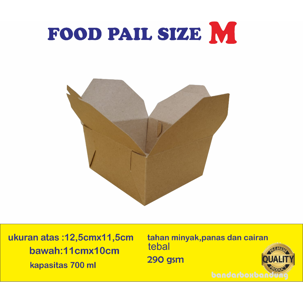 Jual FOOD PAIL SIZE M 290GSM PAPER LUNCH BOX RICEBOWL KERTAS DUS ...