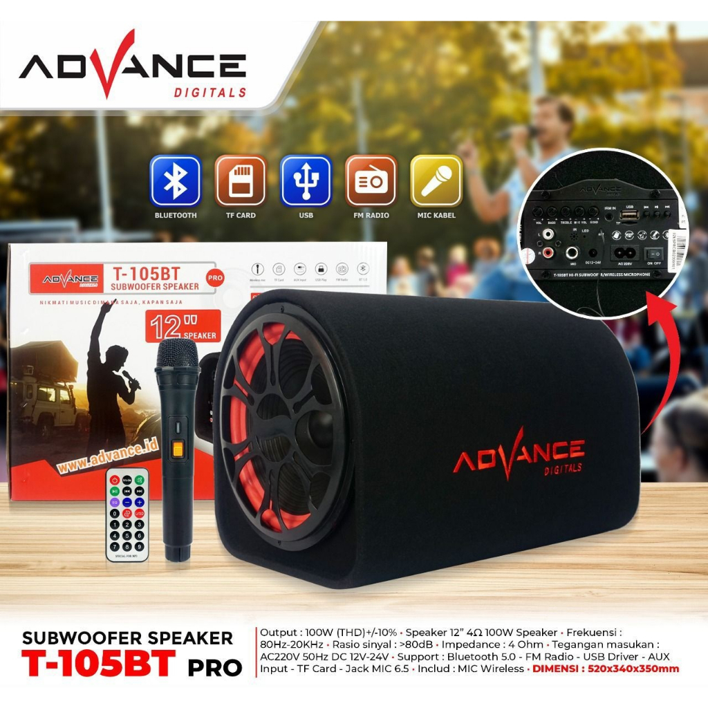 Jual Speaker Subwoofer Advance PRO 105 BT Speaker Bluetooth 12 Inch ...