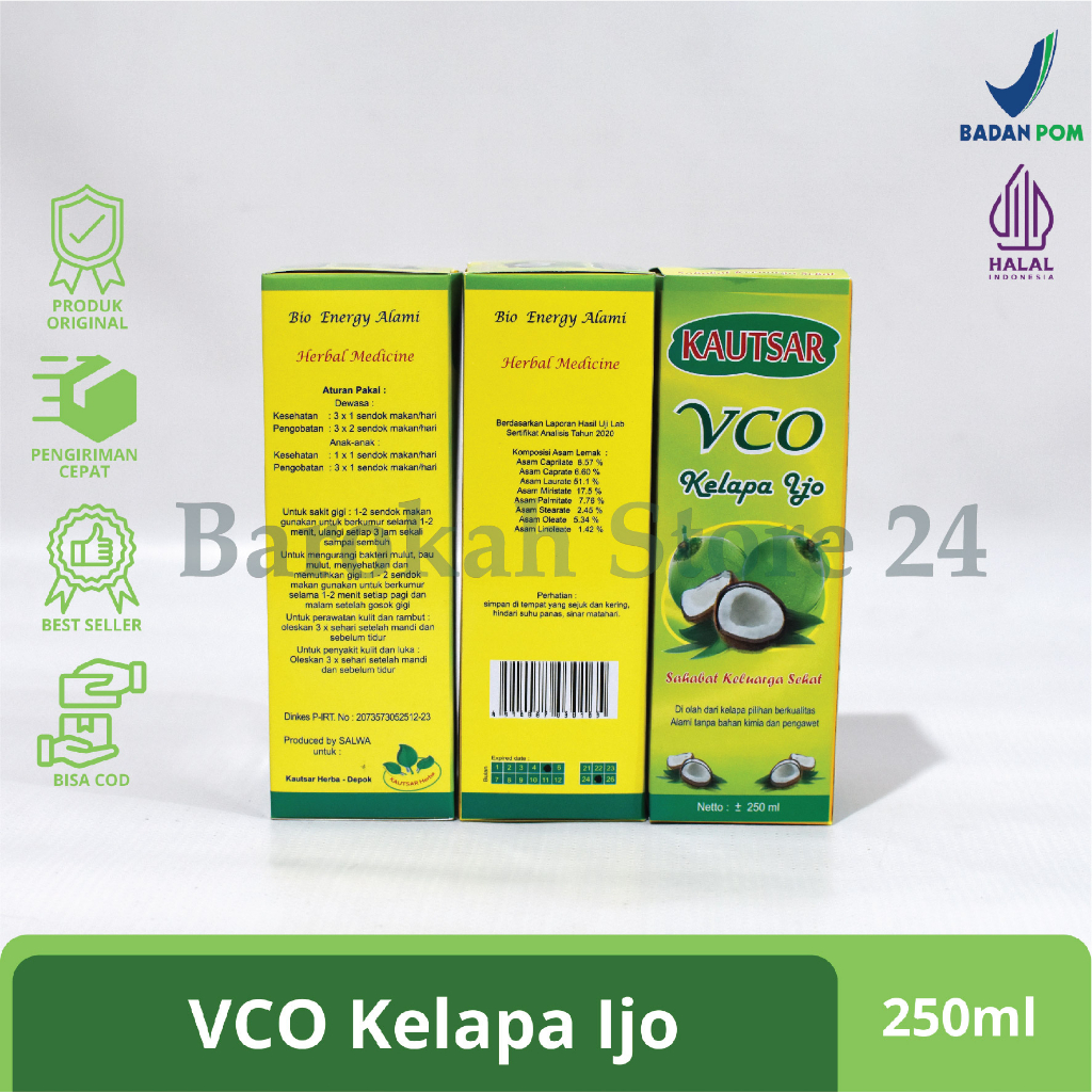Jual Minyak Kelapa Ijo VCO Oil Murni Kautsar Original Asli 250ml/Botol ...