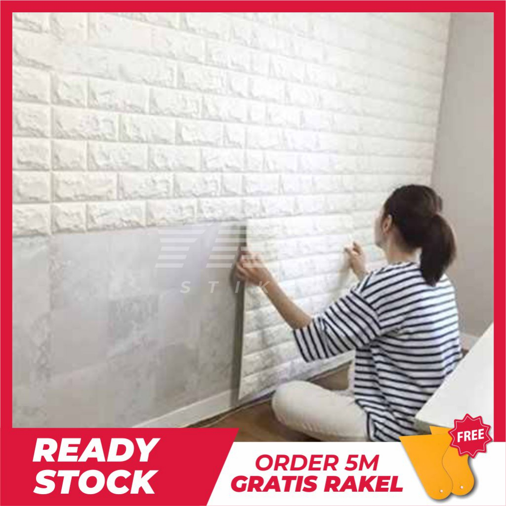 Jual Walpaper Dinding Wallpaper 3D Foam Bata Putih | Shopee Indonesia
