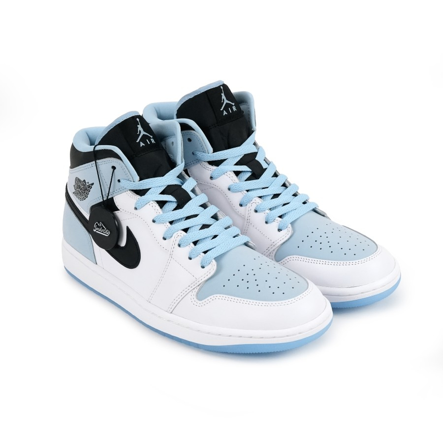 Jual Air Jordan 1 Mid SE White Ice Blue Men | Shopee Indonesia