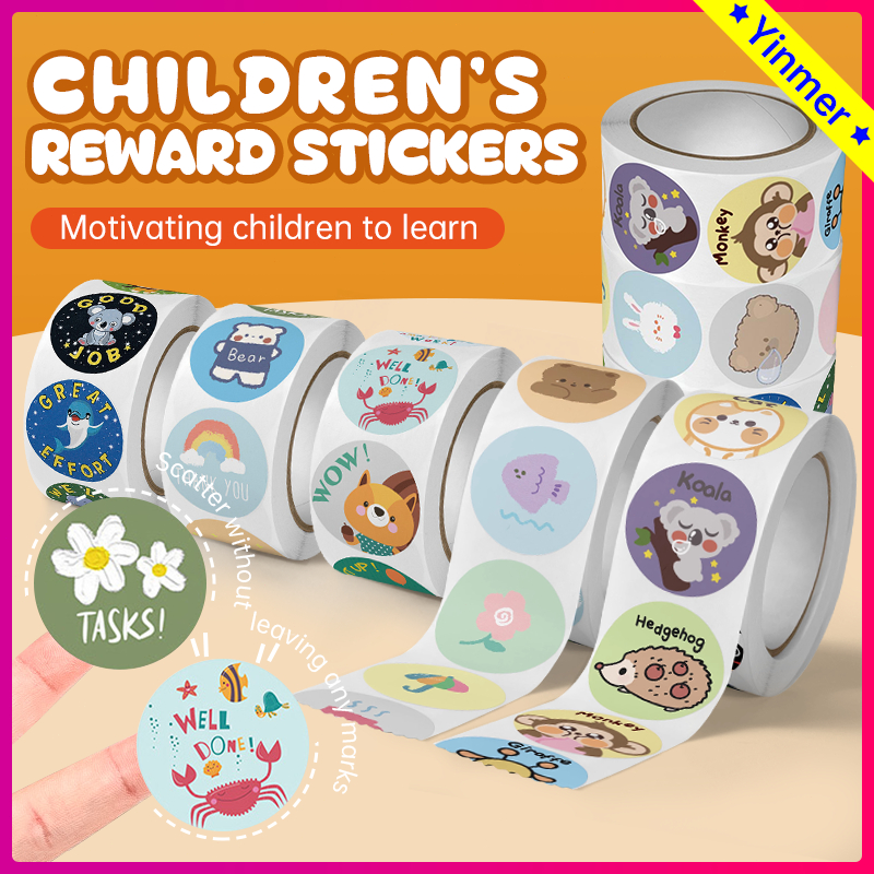 Jual COD 500 PCS/1 Roll Sticker Label Motif Kartun Hewan Bulat Yang ...