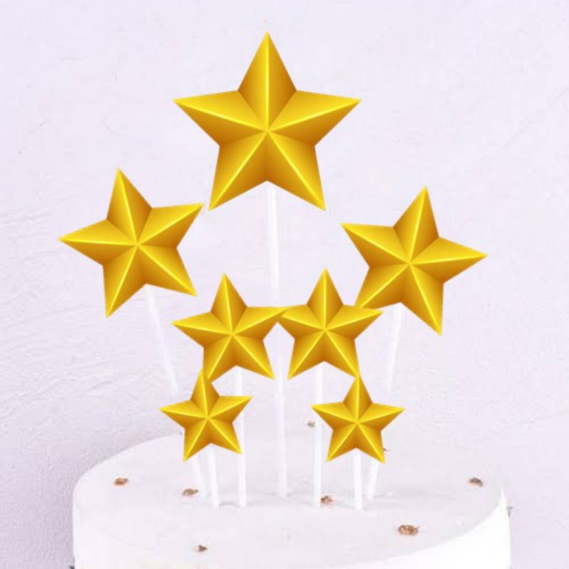 Jual (7 pcs) Topper Cake bentuk bintang dengan tusukan kawat | Shopee Indonesia
