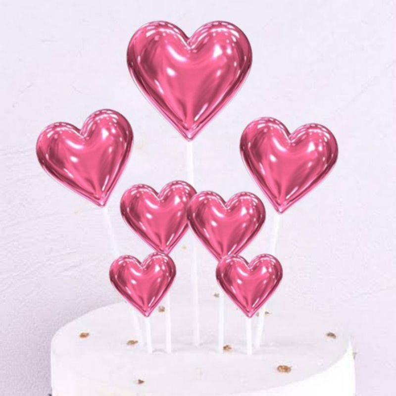 Jual (7pcs) Topper Cake bentuk Love / hati dengan tusukan kawat ...