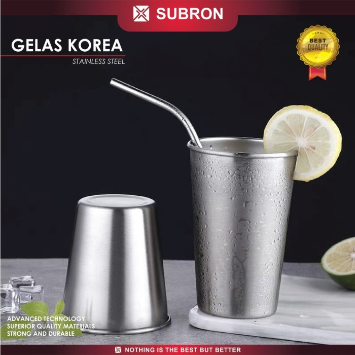 Jual Gelas Stainless Steel SUS 304 Korea Cup Wine Milk Tea Beer Wine Susu - 300ml | Shopee Indonesia