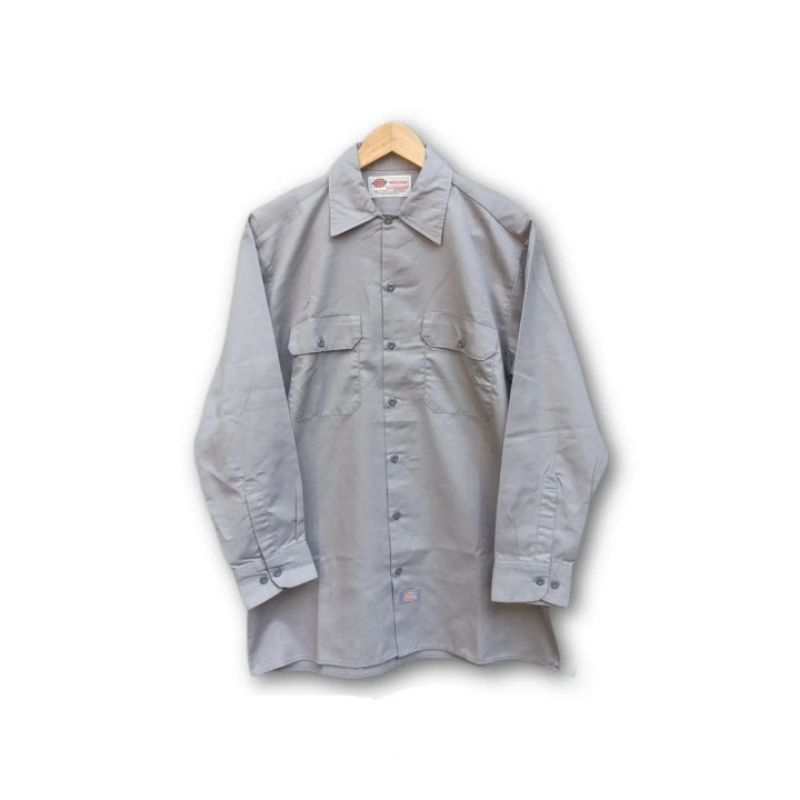 Jual Vintage Long Dickies Work Shirt Double Pocket Silver Grey | Shopee ...
