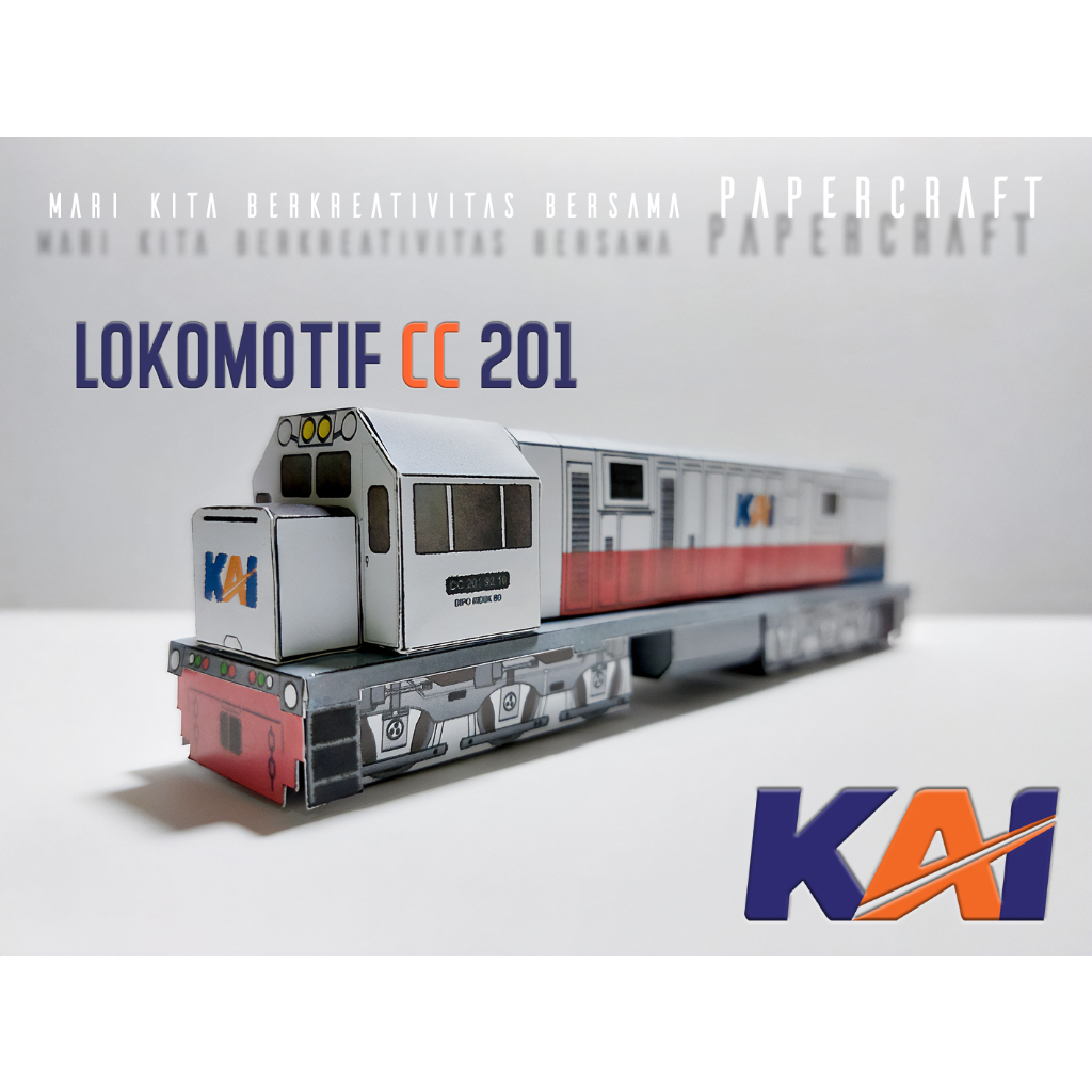 Jual 3D Papercraft Kereta Api Indonesia Lokomotif CC 201 Pola Kertas ...