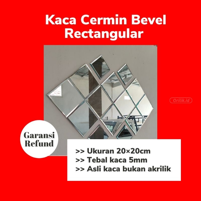 Jual Kaca Cermin Bevel 20×20cm Tebal 5mm - Cermin Hias - Hiasan Dinding ...