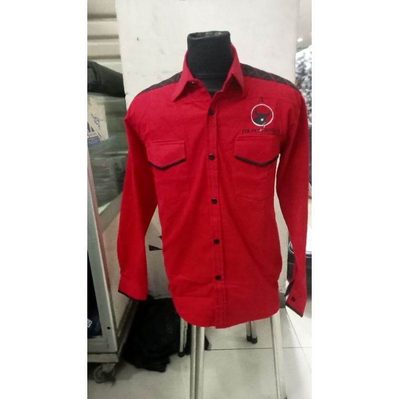 Jual kemeja lengan panjang pdl Seragam partai PDI | Shopee Indonesia