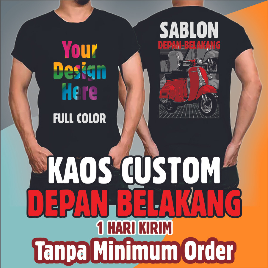 Jual KAOS CUSTOM SABLON DEPAN BELAKANG - FULL WARNA FOTO | Shopee Indonesia