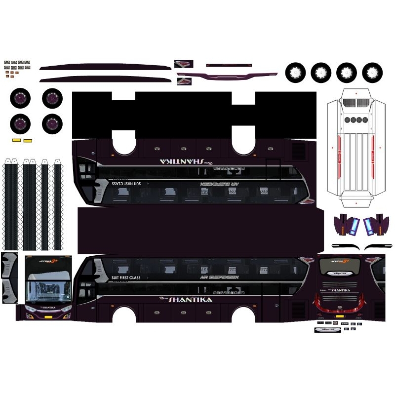 Jual Lembaran Pola Papercraft Bus skala 50 Tuan muda nafit trans putra ...