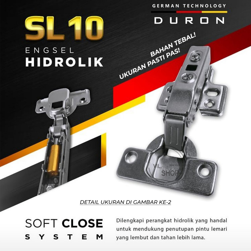 Jual ENGSEL LEMARI KABINET SOFT CLOSE SLOW MOTION HIDROLIK TEBAL DURON ...