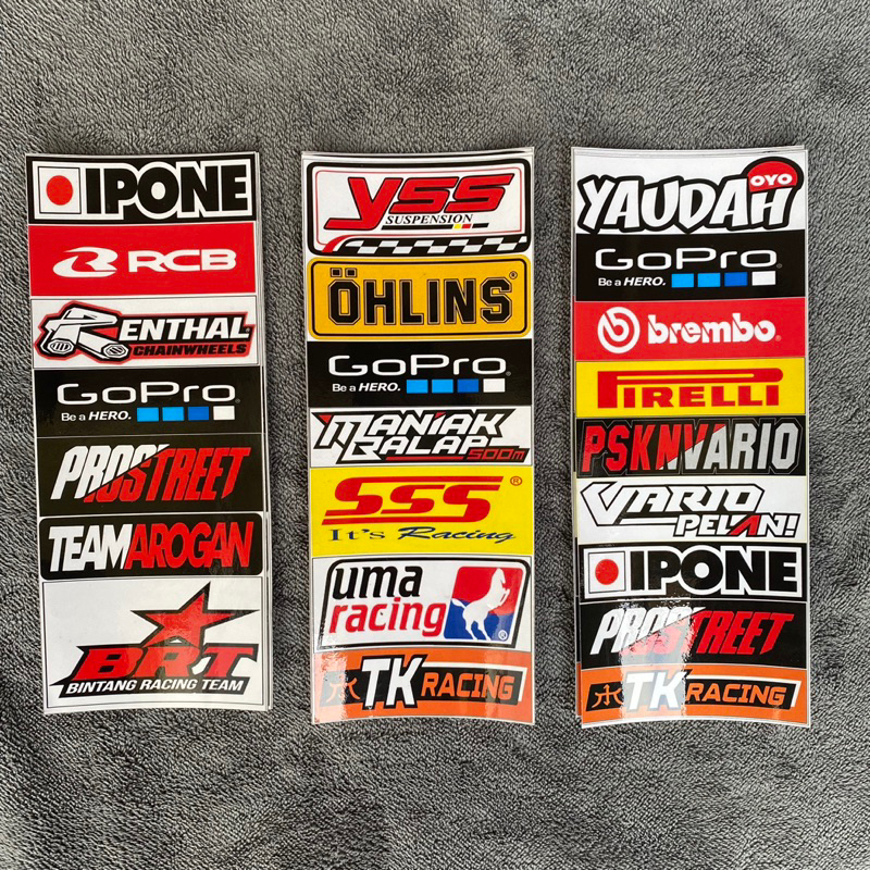 Jual stiker pack racing 7-8pcs bahan vinyl anti air bisa indoor moupun ...