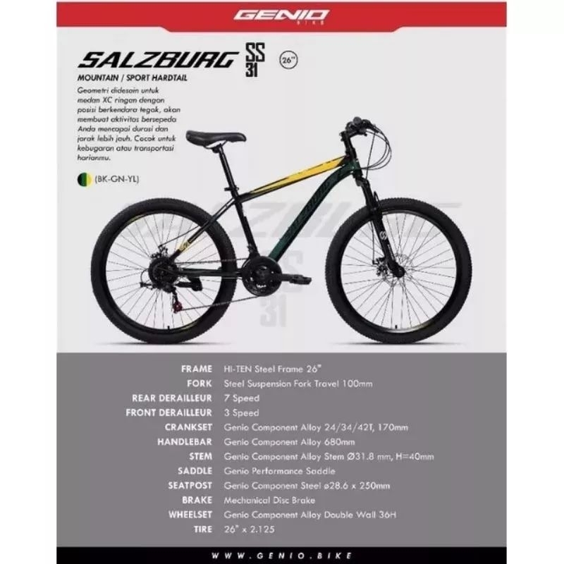 Jual Sepeda MTB 26 inch Genio mountain bike Salzburg ss41 BANDUNG ...